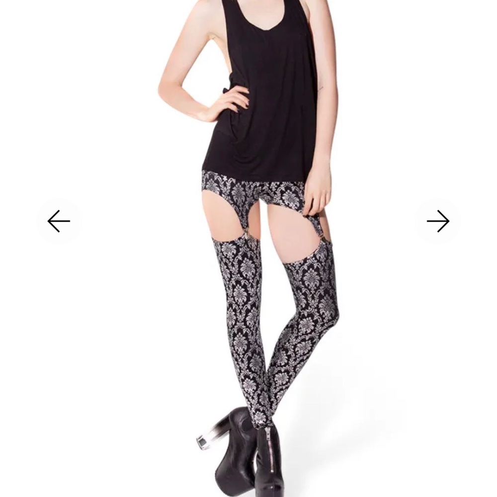 Blackmilk Wallpaper Shiny Shiny Suspender Leggings - Gem